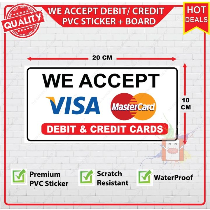 zhouyiping We Accept Credit Debit Cards Visa Sign Sticker Board | Lazada PH