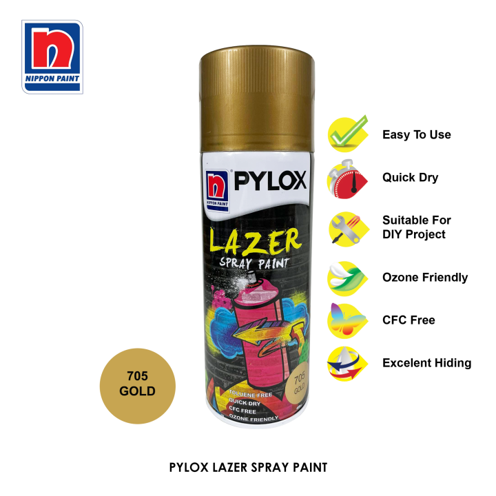 Pylox Lazer Spray Paint Metallic Gold PLZ705 400cc | Lazada PH