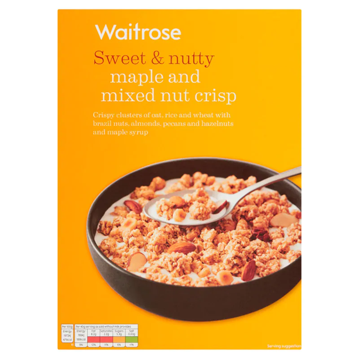 Waitrose Sweet & Nutty Maple and Mixed Nut Crisp Cereal 500g. เวทโทรส ...