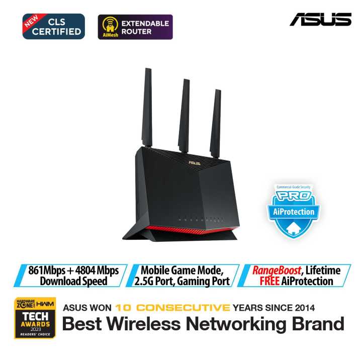 ASUS RT-AX86U Pro Dual Band WiFi 6 Gaming Router, PS5 compatible ...