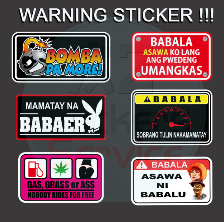 Motorcycle WARNING Sign Sticker - Set 1 (6 pcs) | Lazada PH