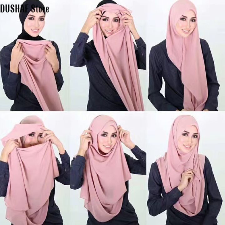 DUSHAF Store Hijab Instant Tudung Muslimah Shawl 85x180cm Women Turban ...