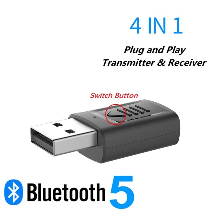 4-In-1 USB Bluetooth Transmitter Bluetooth Receiver 5.0 PC TV Audio ...