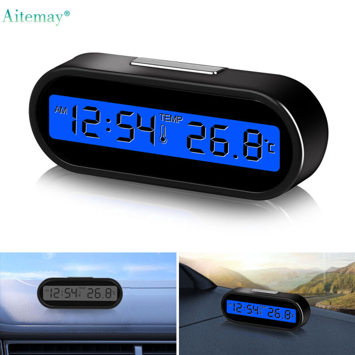 Aitemay Car Mini Electronic Clock Time Temperature 2 IN 1 Auto ...