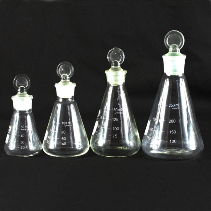 50/100/150/250ML Glass Erlenmeyer Flask Conical Bottle Lab Chemistry ...