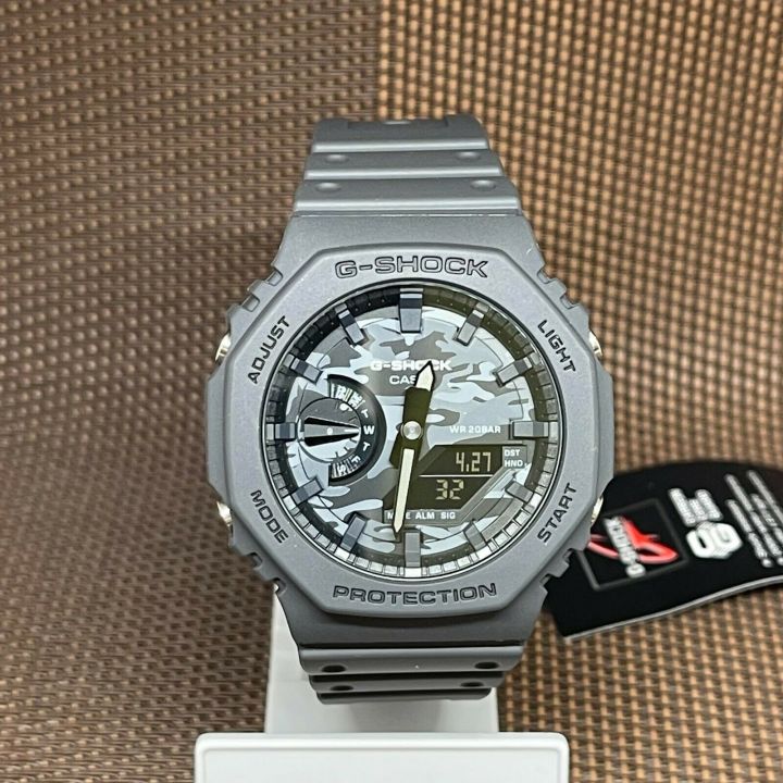 Casio G SHOCK farm oak octagonal sports waterproof watch male GA-2100CA-8A camouflage dark gray ...