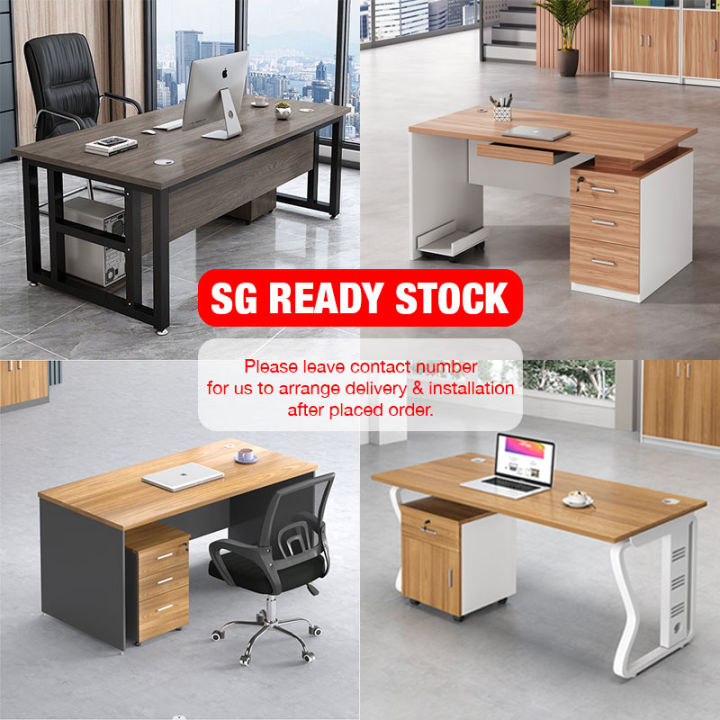 [SG Stock] Office PC Table With Drawers Desks 120cm/140cm/160cm ...