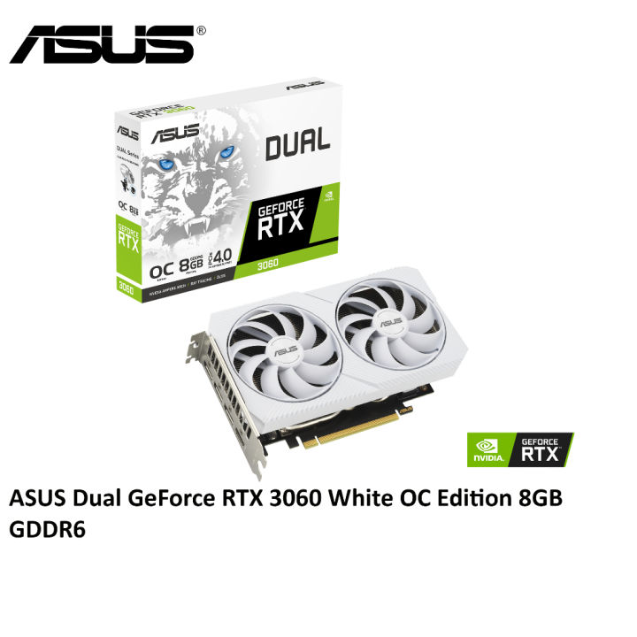 ASUS Dual GeForce RTX 3060 White OC Edition 8GB GDDR6 Graphic Card VGA ...