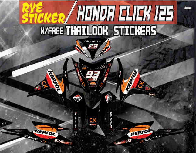 Decals, Sticker, Motorcycle Decals for Honda click 125 and 150 ,V2, 033 ...