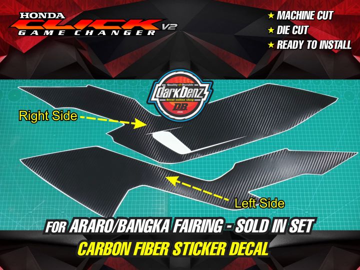 Honda Click Version 2 & 3 New black 3D quality matte carbon fiber ...