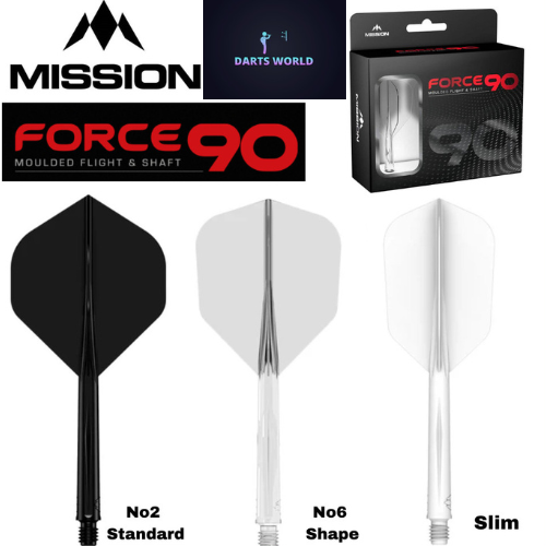 DARTS WORLD MISSION DART FLIGHT FORCE 90 MOULDED FLIGHT - STANDARD SHAPE SLIM (SHORT,TWEENIE ...