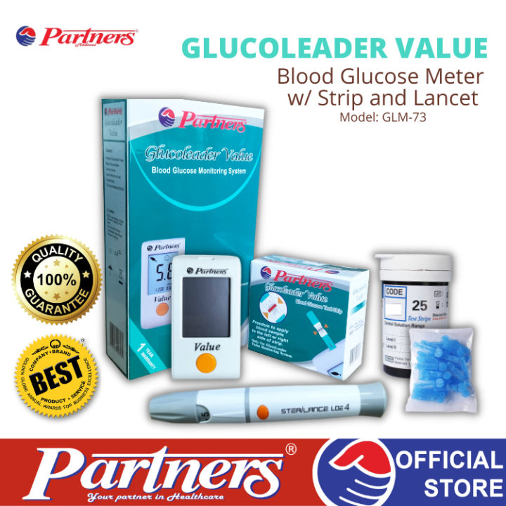 Partners GlucoLeader Value Blood Glucose Meter Model GLM-73 w Glucose ...