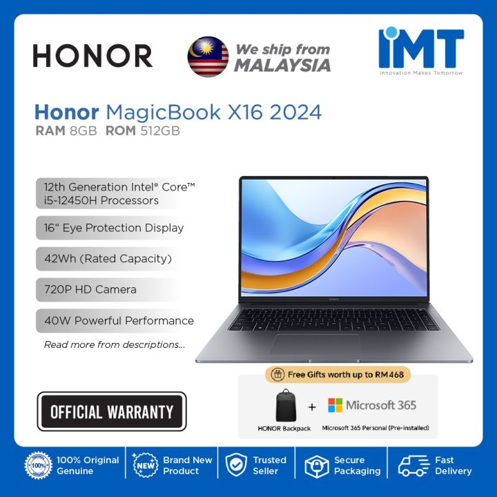 Honor Magicbook X 16 2024 Laptop | 12th Generation Intel® Core™ i5 ...