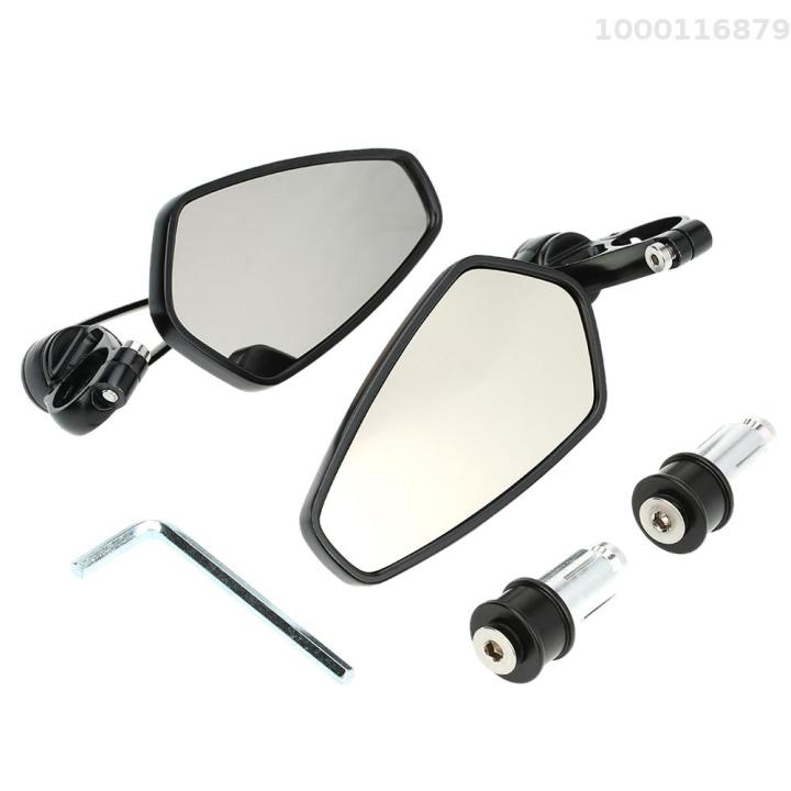 Pair of Motorcycle Universal 7/8" Handle Bar End Rearview Mirror CNC ...