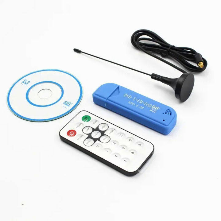 จูนเนอร์ทีวี USB2.0สีฟ้าทีวีติด DAB FM DVB-T RTL2832 R820T SDR RTL-SDR Dongle ติดรับสัญญาณทีวี ...
