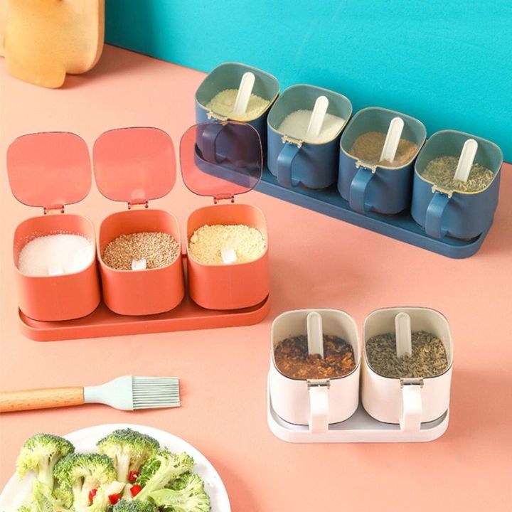 Seasoning Box with Spoon Condiment Jar Spice Box, Seasoning with Spoon ...