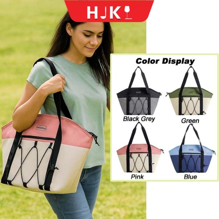 HJKL ความจุขนาดใหญ่ ถุงอาหารกลางวันแบบมีฉนวน สะดวก ป้องกันน้ำ กล่อง ...