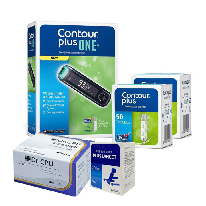 CONTOUR® PLUS ONE Blood Glucose Kit, Contour Plus One Meter, 100 ...