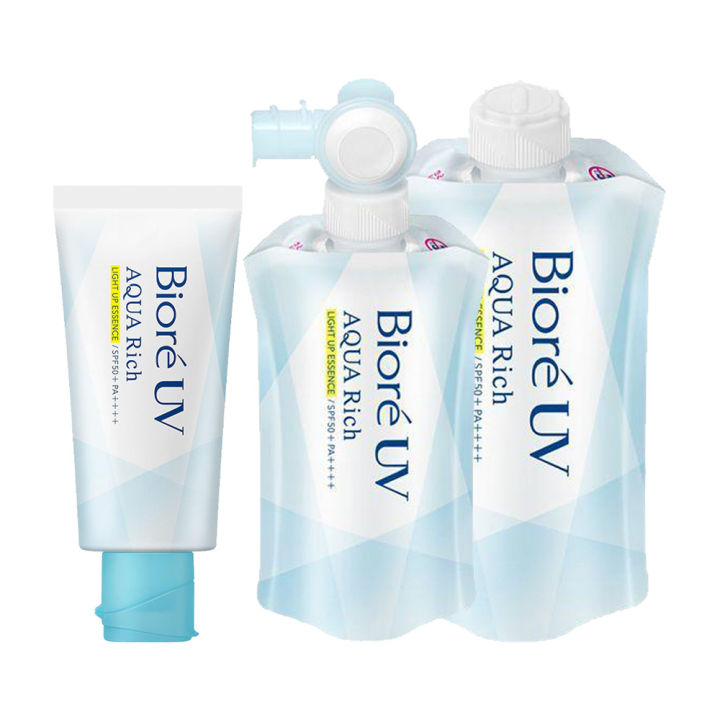Biore UV Aqua Rich Light-Up Essence Sunscreen Tube/Fresh Pouch/Refill ...