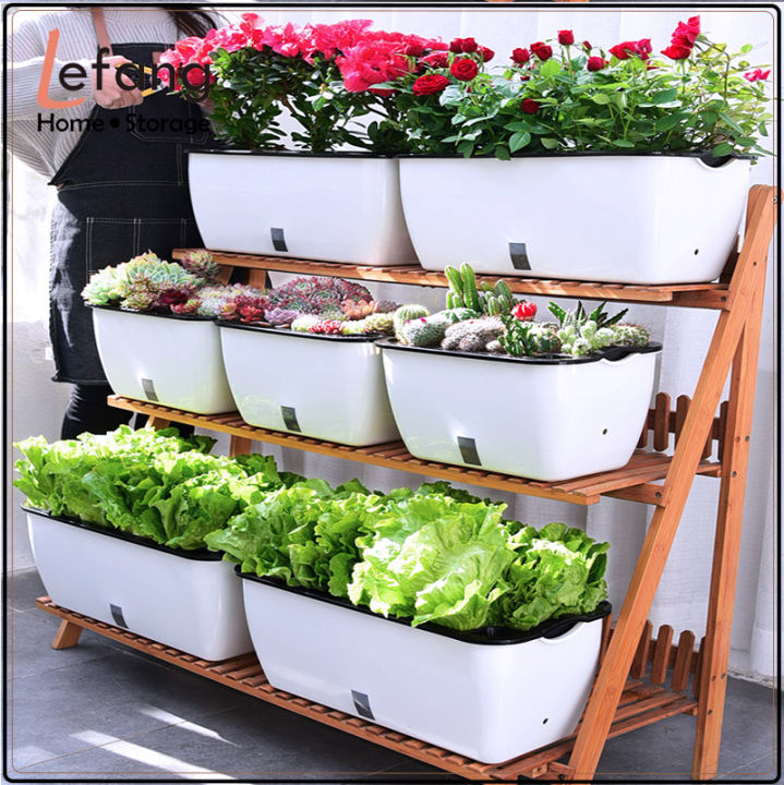 Lefang Gardening Self Watering Planter Flower Pots Multicolor Balcony ...