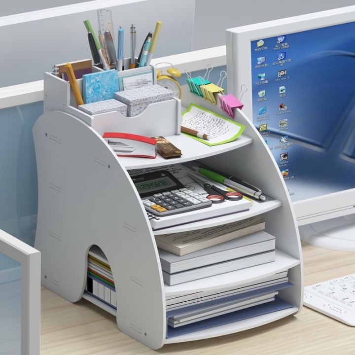Table rack book storage file organizer A4 paper desktop document shelf ...