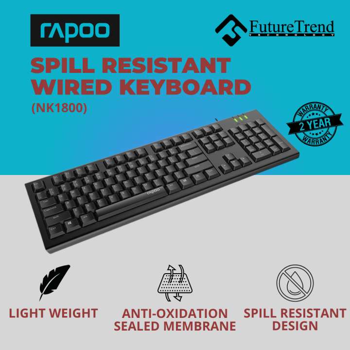 Rapoo NK1800 Spill Resistant Wired Keyboard | Lazada