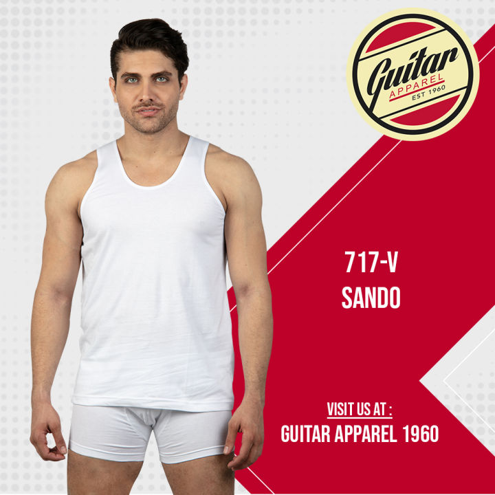 Guitar Apparel Men Premium Plain Color Sando Cotton (White, Light Blue ...