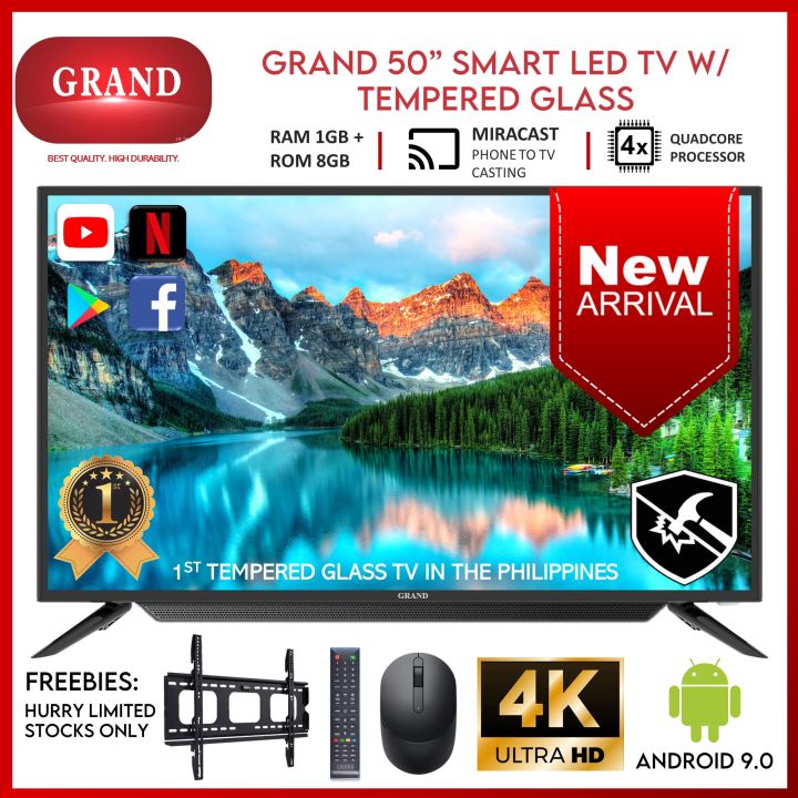 GRAND 50" 4K UHD Smart Led TV w/ Tempered Glass | Lazada PH