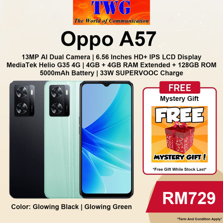 Oppo A57 2022 Smartphone 4GB + 4GB RAM Extended + 128GB ROM 1 Year Oppo ...