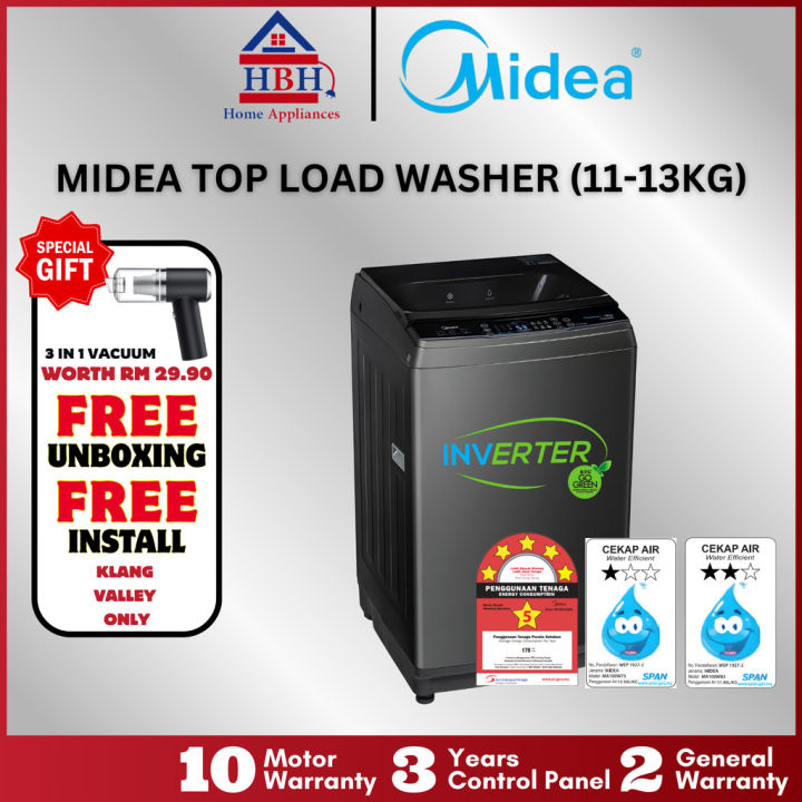 Midea Inverter Top Load Washer | 11 Kg | 13 Kg | MA200W110DT ...