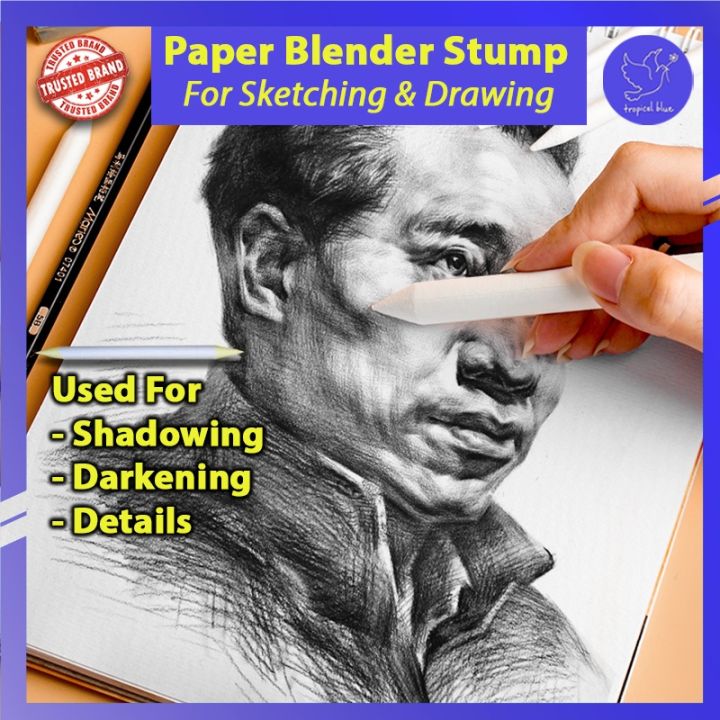 Tropical Blue Paper Blender Stump For Sketching Drawing Crayons ...