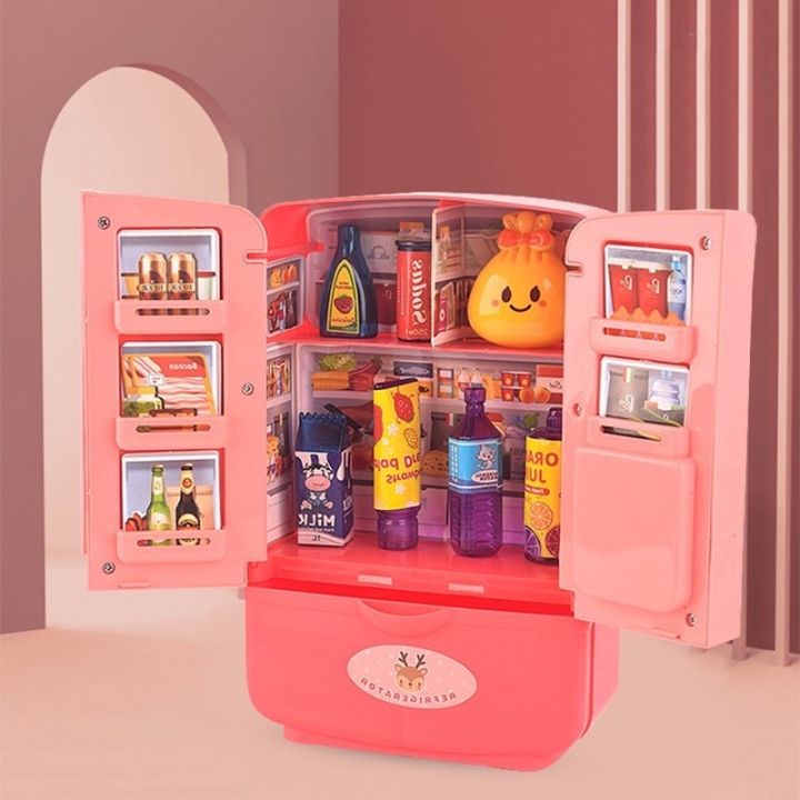 [TAT]Pretend Playset Simulation Double Door Refrigerator Household ...