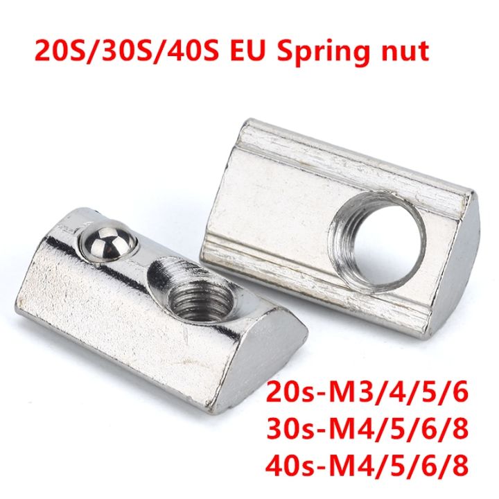 T Slot nut M3 M4 M5 M6 M8 Roll-in T Spring Nut Half Round Elasticity ...