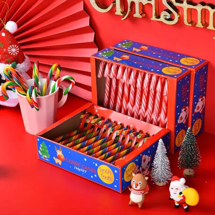 [SG Stock]🎄Christmas candy rainbow mini fruit lollipop fruit cane candy ...