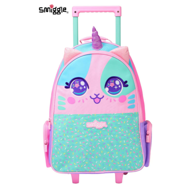 Smiggle Cute Pink Cat Trolley bag With Light Up Wheels Primary Students ...