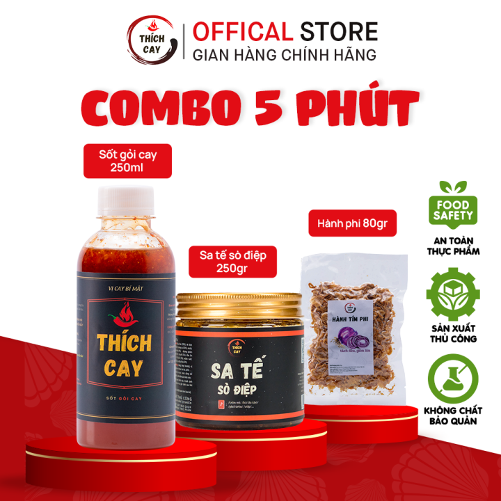 Combo 5 Phút - Sa tế sò điệp 250g, Sốt gỏi cay 250ml, Hành phi tách dầu 80g Thích Cay | Lazada.vn
