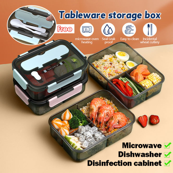 [Fast Shipping] 1500ml Bento Lunch Box with Fork and Spoon Microwave ...