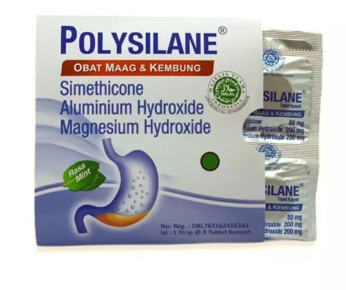 Polysilane Tablet 1 Strip 8 Tab Obat Sakit Maag Kunyah Polisilane | 1 ...