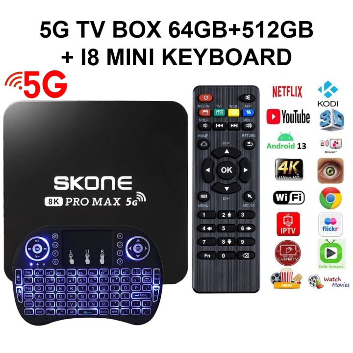 TV BOX 5Ghz Pro 4K 64GB+512GB Smart TV WiFi Ultra HD Quad Core CPU ...