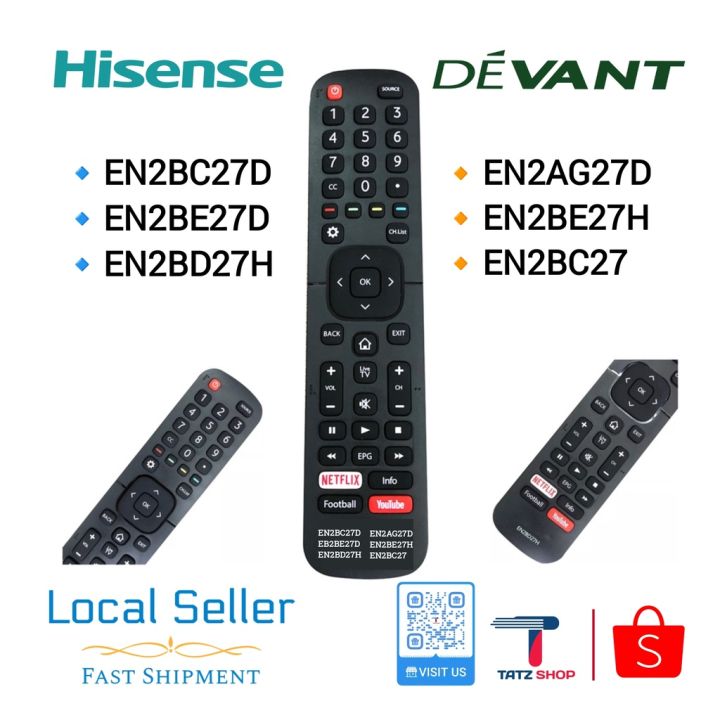 Devant Hisense Smart TV remote control Original EN2BD27H EN2BC27 ...