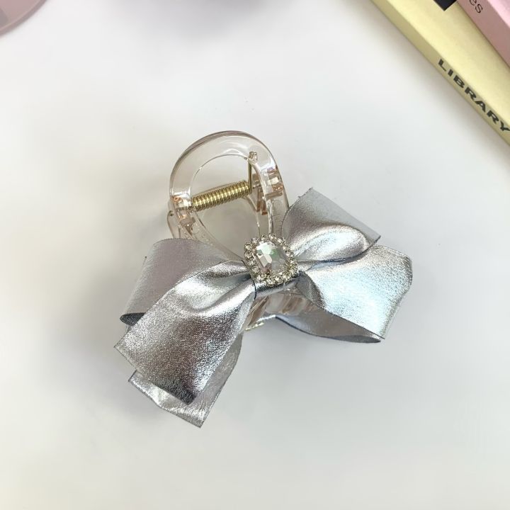 Kẹp Tóc Ruy Băng Nơ đính Ngọc Trai Lấp Lánh Sang Trọng Modleaf Clear