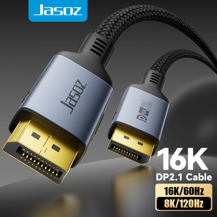 Jasoz 16K DisplayPort Cable DP2.1 Aluminum with Braided Mesh Support 8K ...