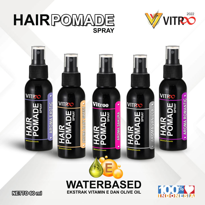 Vitroo Pomade Spray Pomed Semprot Waterbase Natural FREE Sisir Saku ...