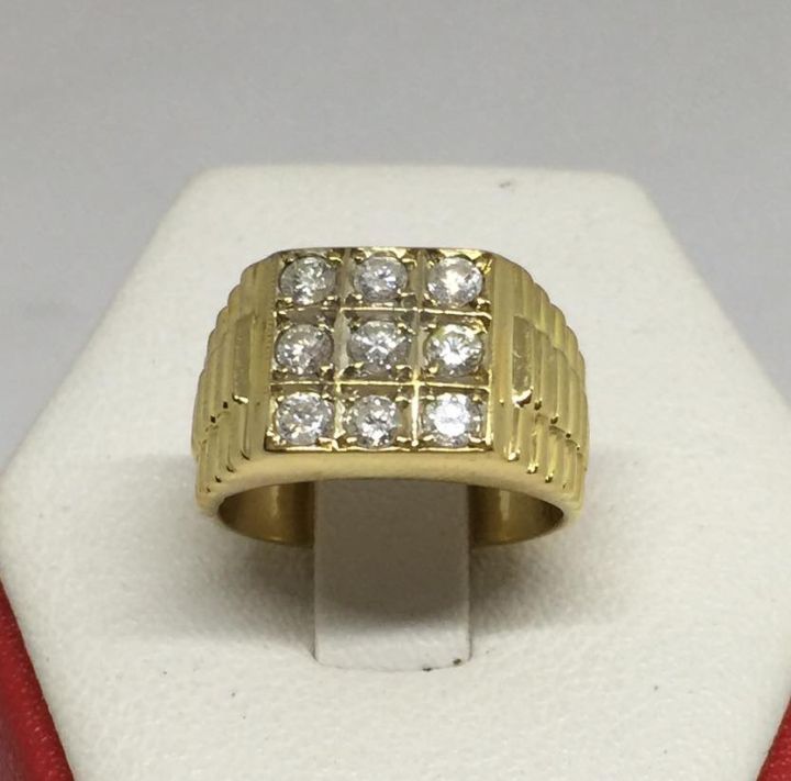 14 Karat Yellow Gold Domino Diamond Mens Ring | Lazada PH