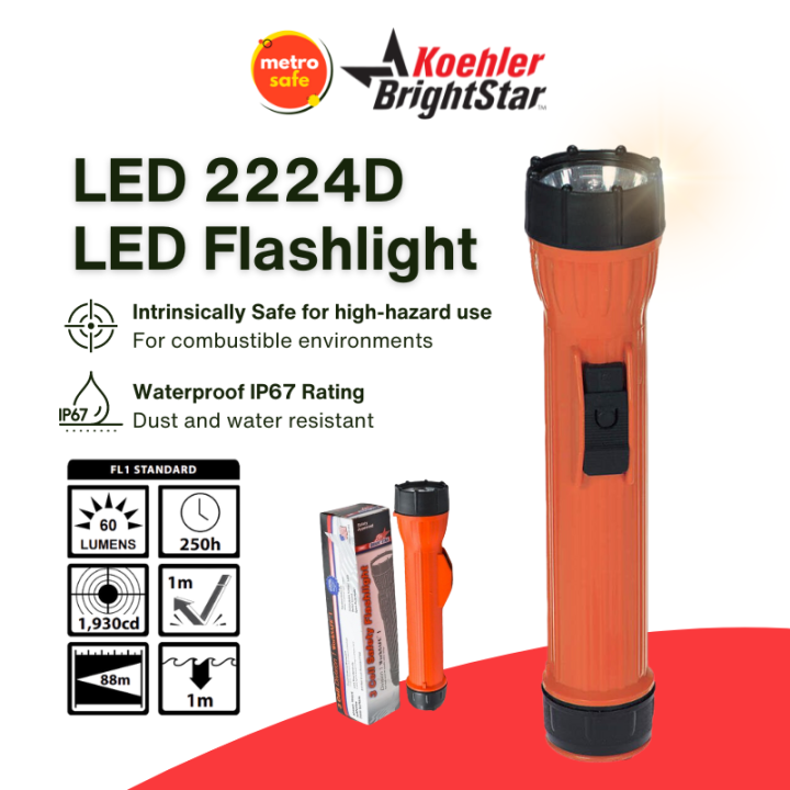 BRIGHTSTAR Safety Flashlight Explosion-Proof 3D Cell 2224 60 Lumens ...