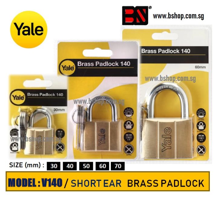 YALE BRASS PADLOCK V140 SERIES SHORT SHANK 30MM TO 70MM | Lazada Singapore