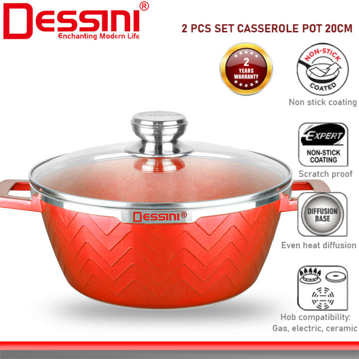 DESSINI ITALY Granite Die Cast Aluminium Non Stick Casserole Pot Bowl ...
