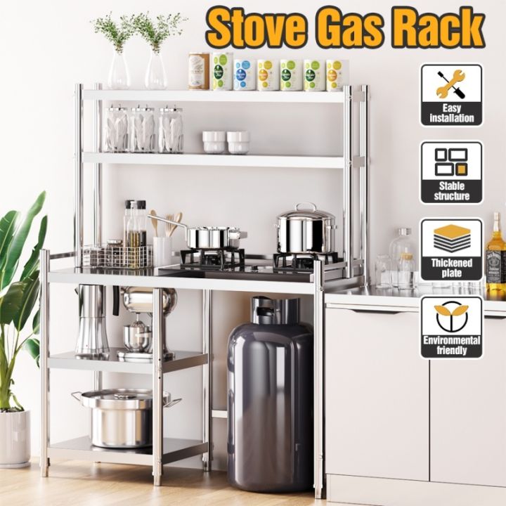 Stainless Steel Kitchen Rack with organize Gas Stove Stand Rack With ...