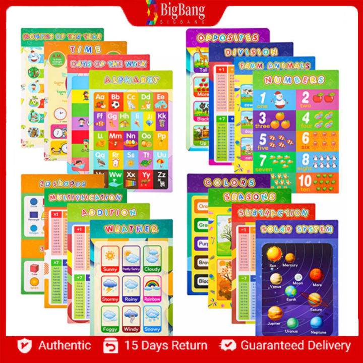 BD 16PCS Big Size Educational Wall Charts Learning Materials for Kids ...
