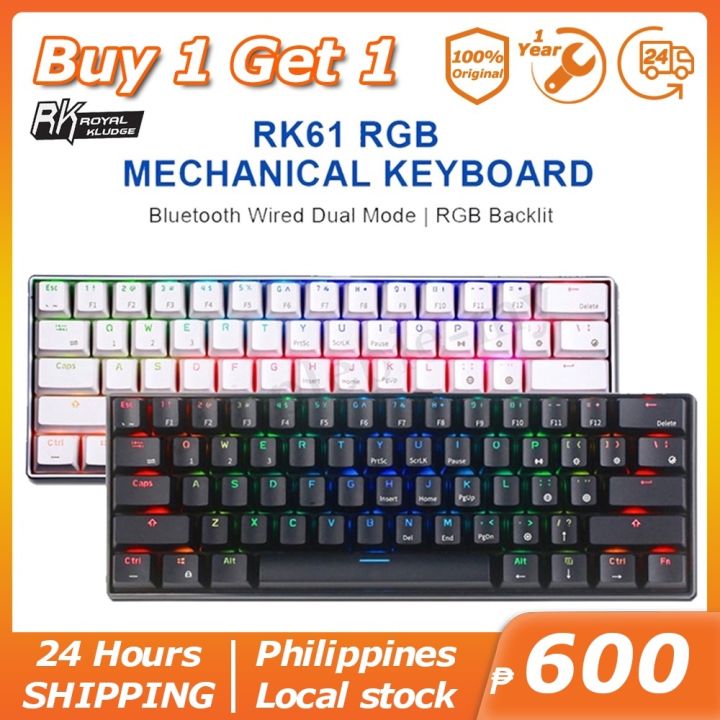 Royal Kludge RK61 RK71 Three Mode Hot swappable 60 RGB Mechanical Gaming Keyboard Bluetooth ...